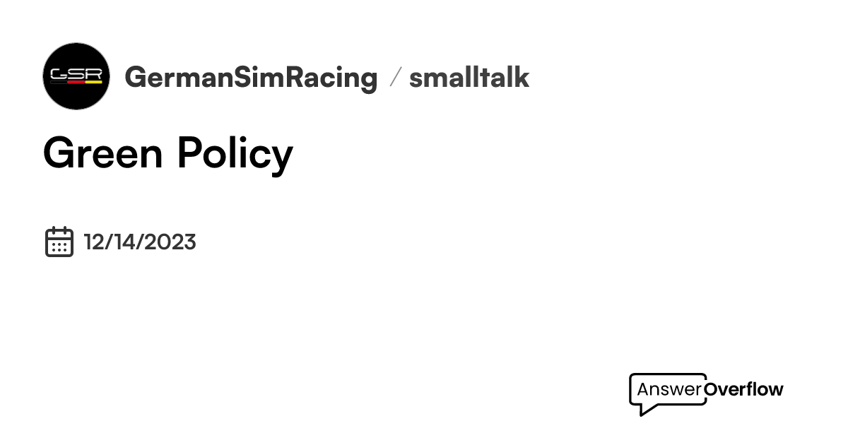 Green Policy - GermanSimRacing